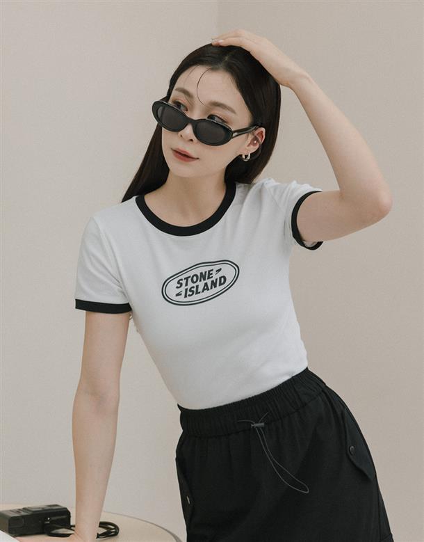 撞色滾邊文字TEE - H2CO179 | CACO 最大聯名服飾品牌